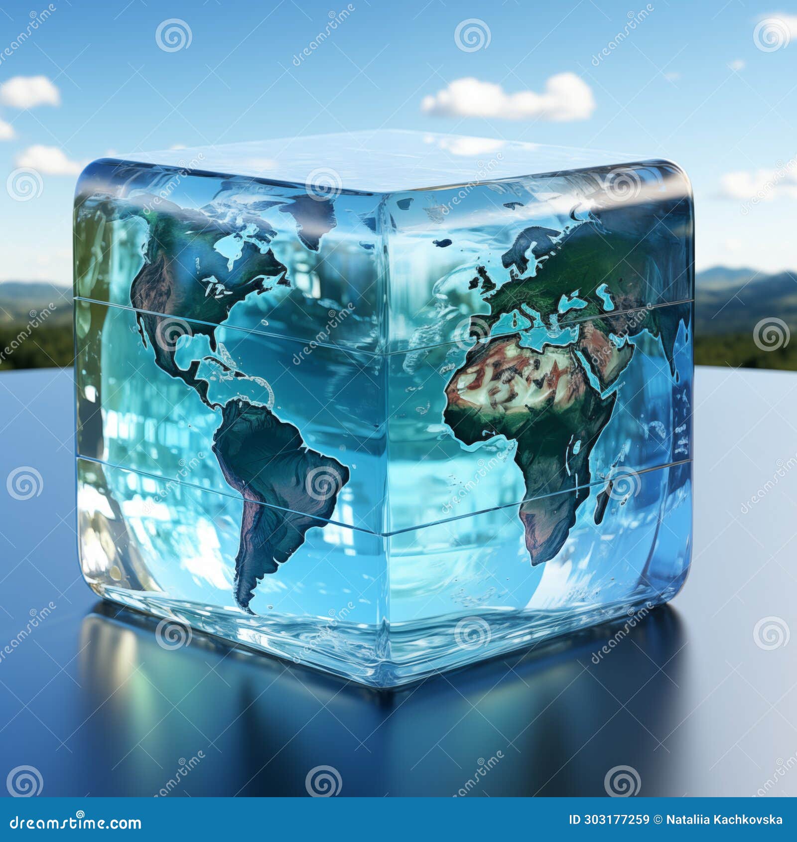 Carte Du Monde Dans Le Cube De Glace Illustration Stock - Illustration ...