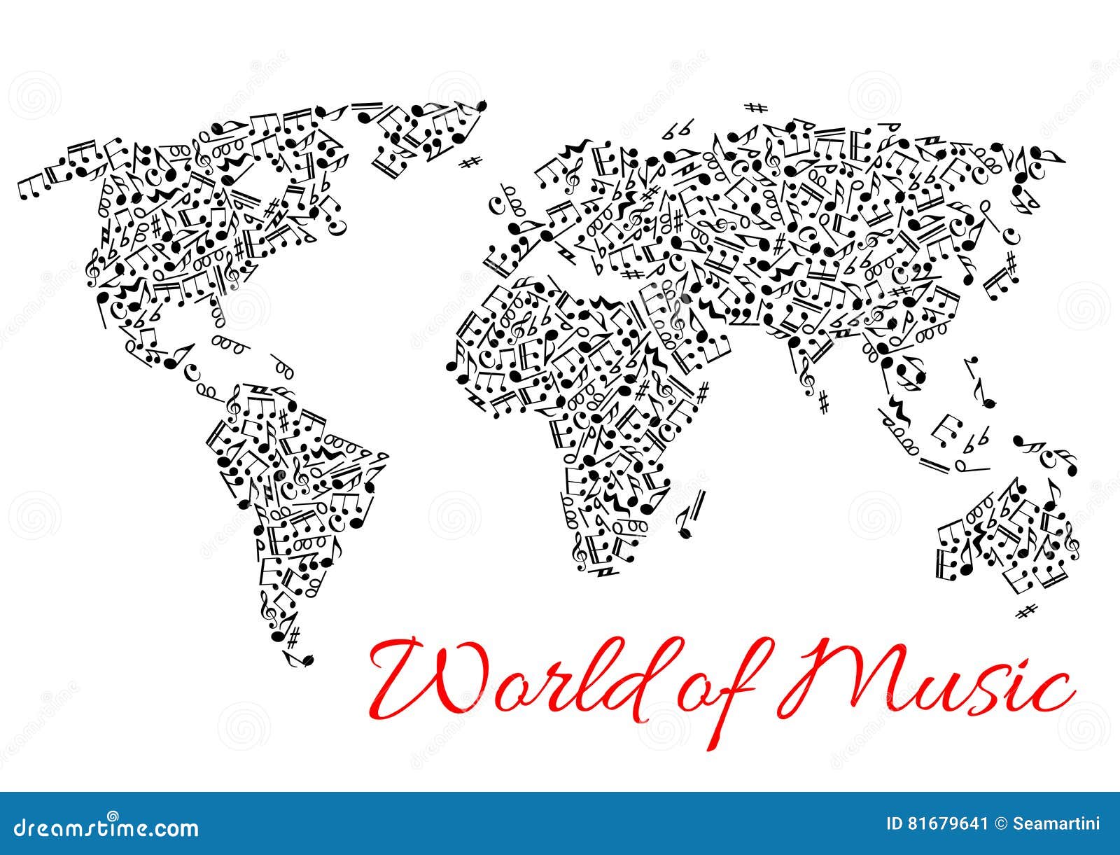 Carte Du Monde De Muisc Et De Notes Musicales Illustration de Vecteur ...