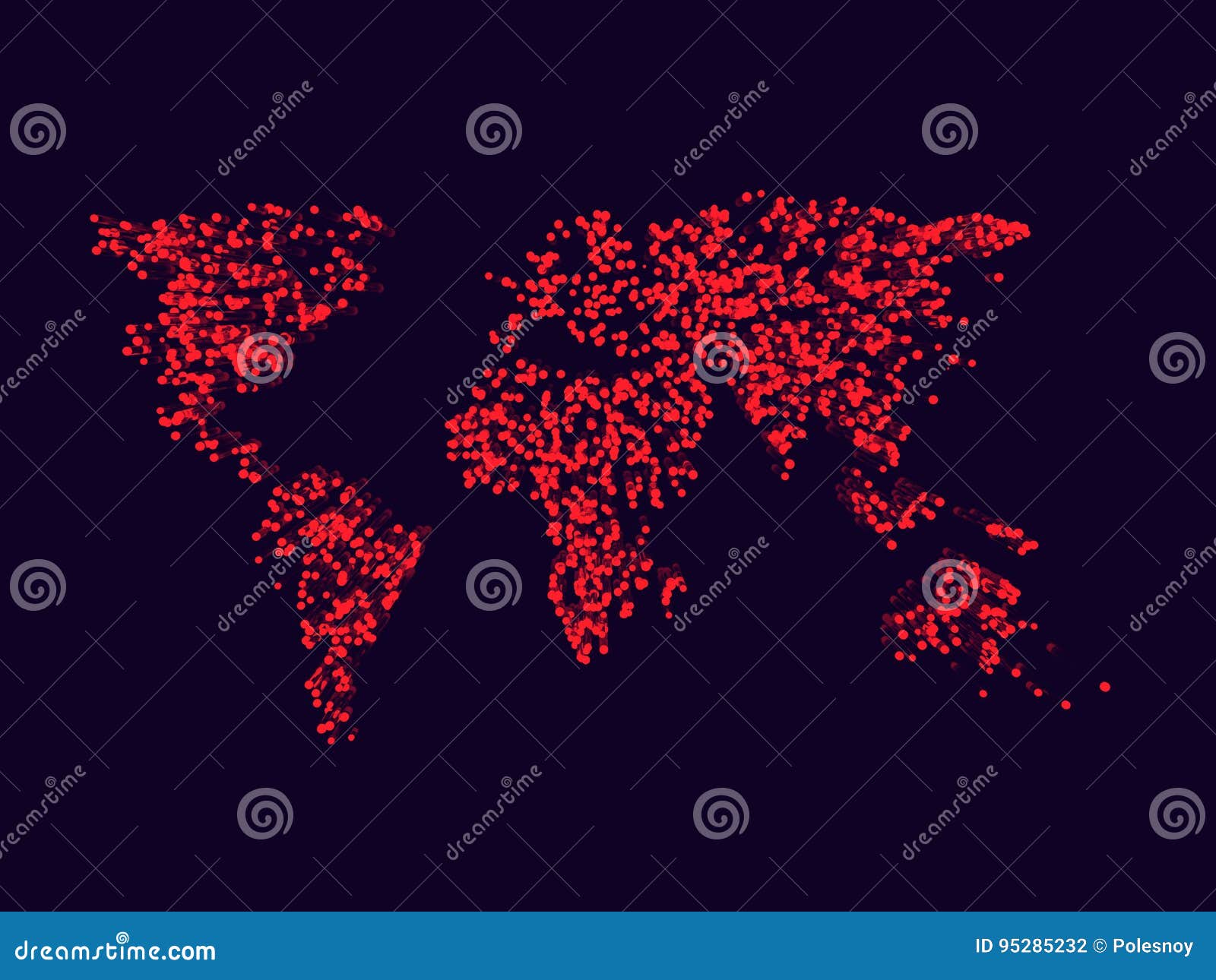 Carte Du Monde Faite En Point Rouge 3d Illustration Stock ...