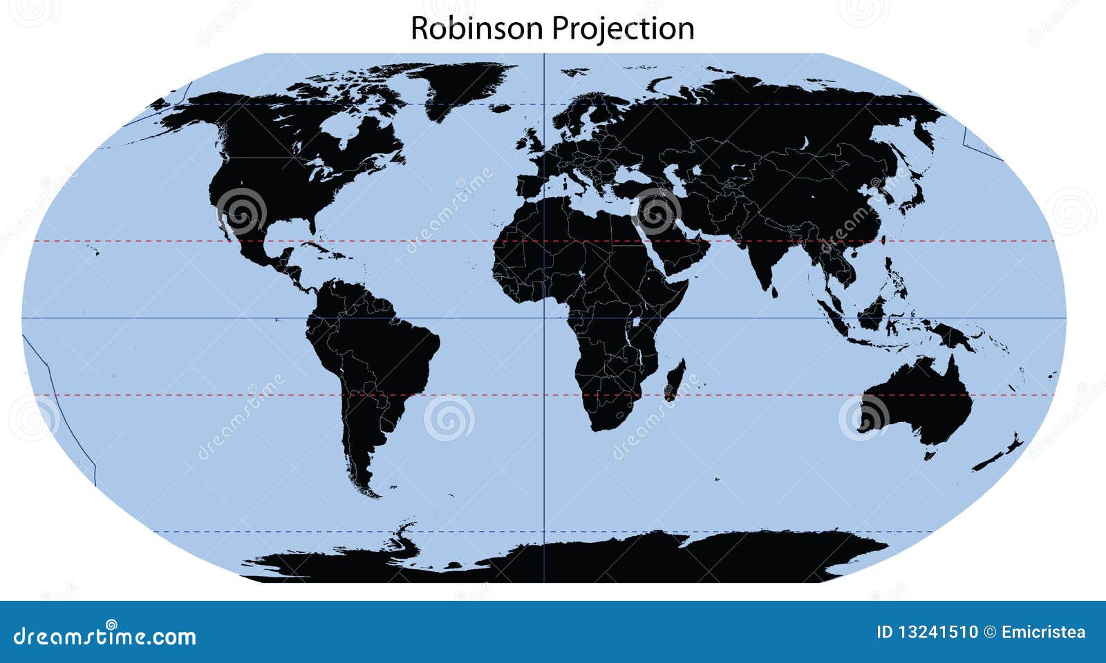 Carte Du Monde (projection De Robinson) Illustration Stock - Illustration du géographique ...