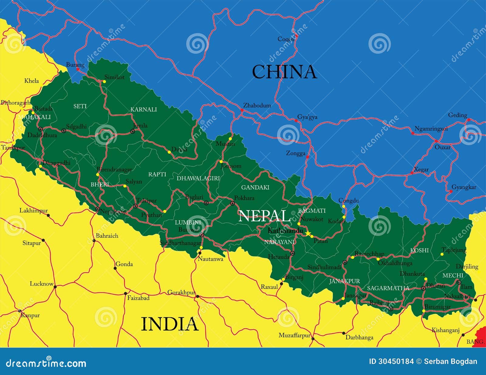 Carte Du Népal Images stock - Image: 30450184