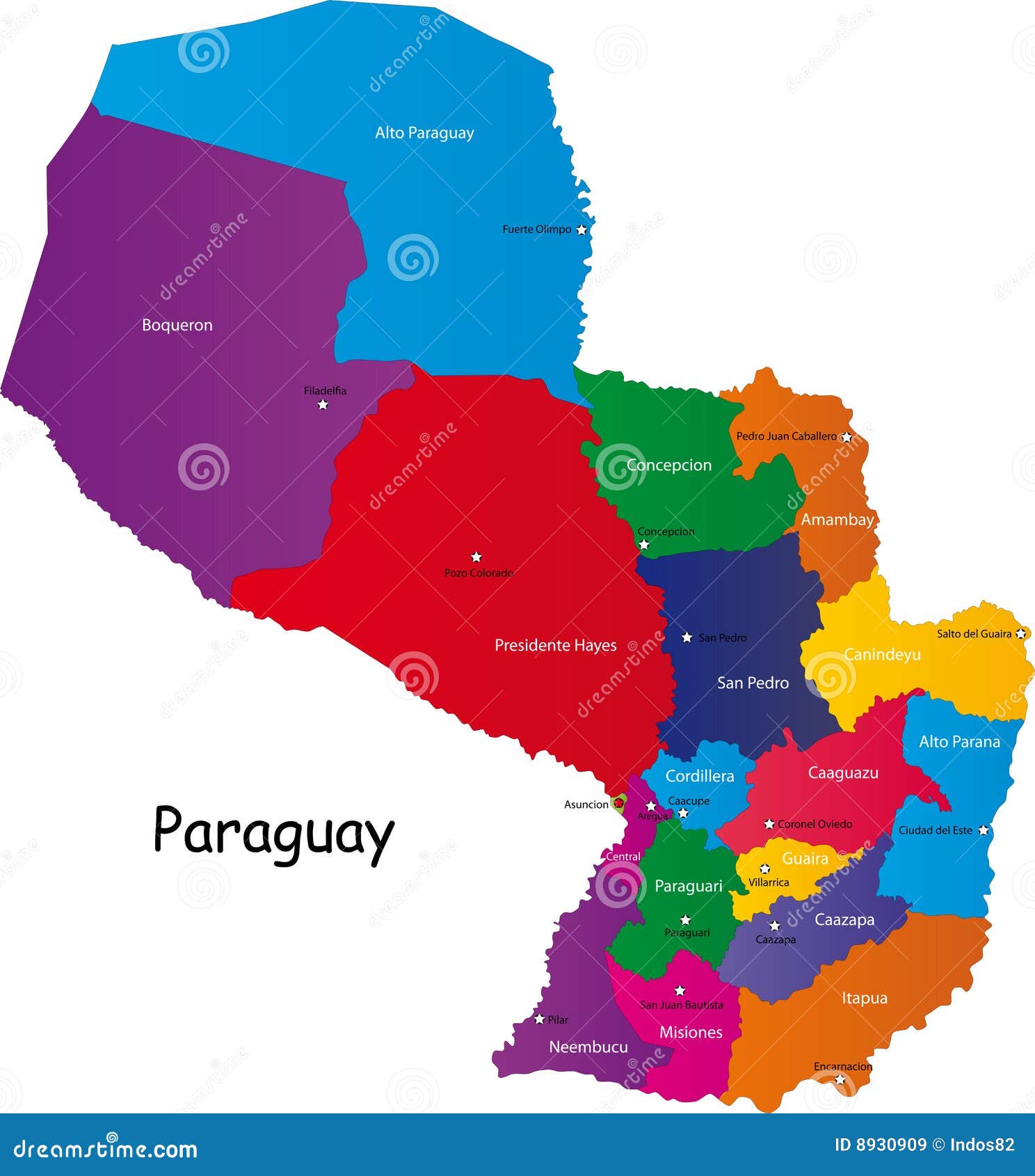 Carte du Paraguay illustration de vecteur. Illustration du nation - 8930909