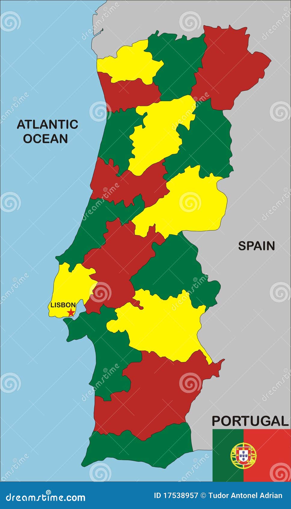 Carte du Portugal illustration stock. Illustration du indicateur - 17538957