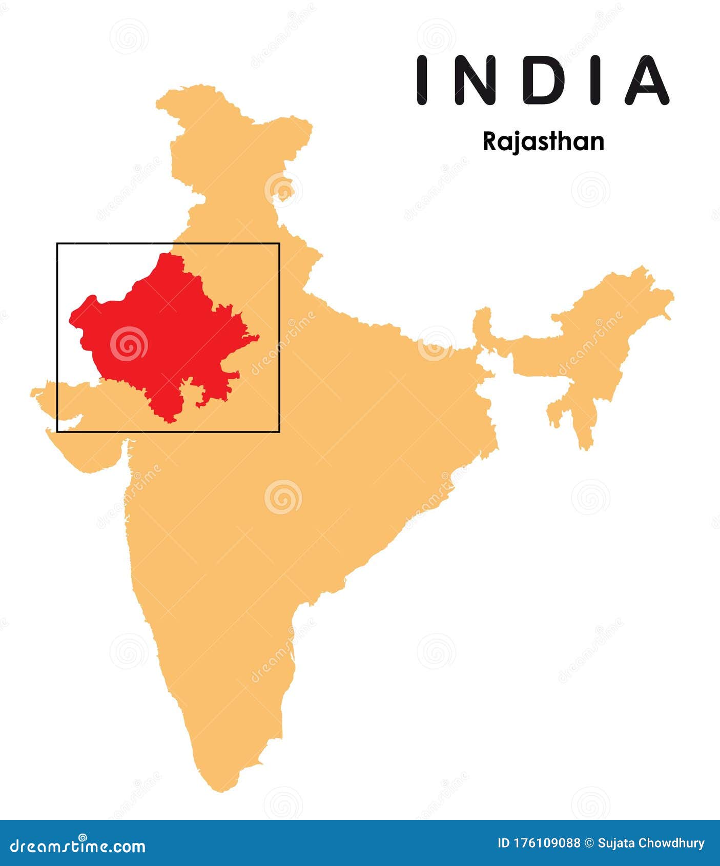 Carte Du Rajasthan En Inde. Carte Du Rajasthan Illustration de Vecteur ...