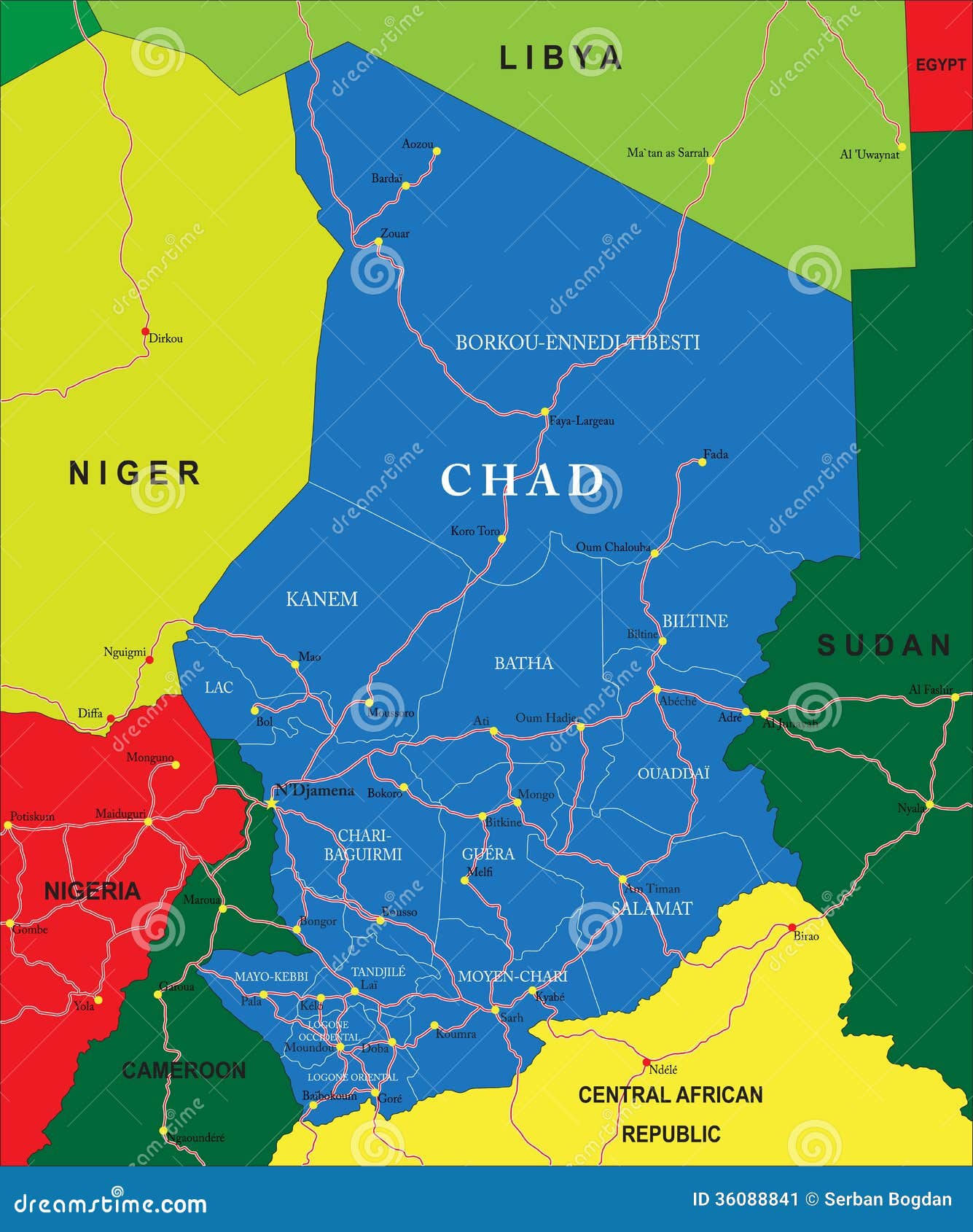 Carte du Tchad illustration de vecteur. Illustration of cadre - 36088841
