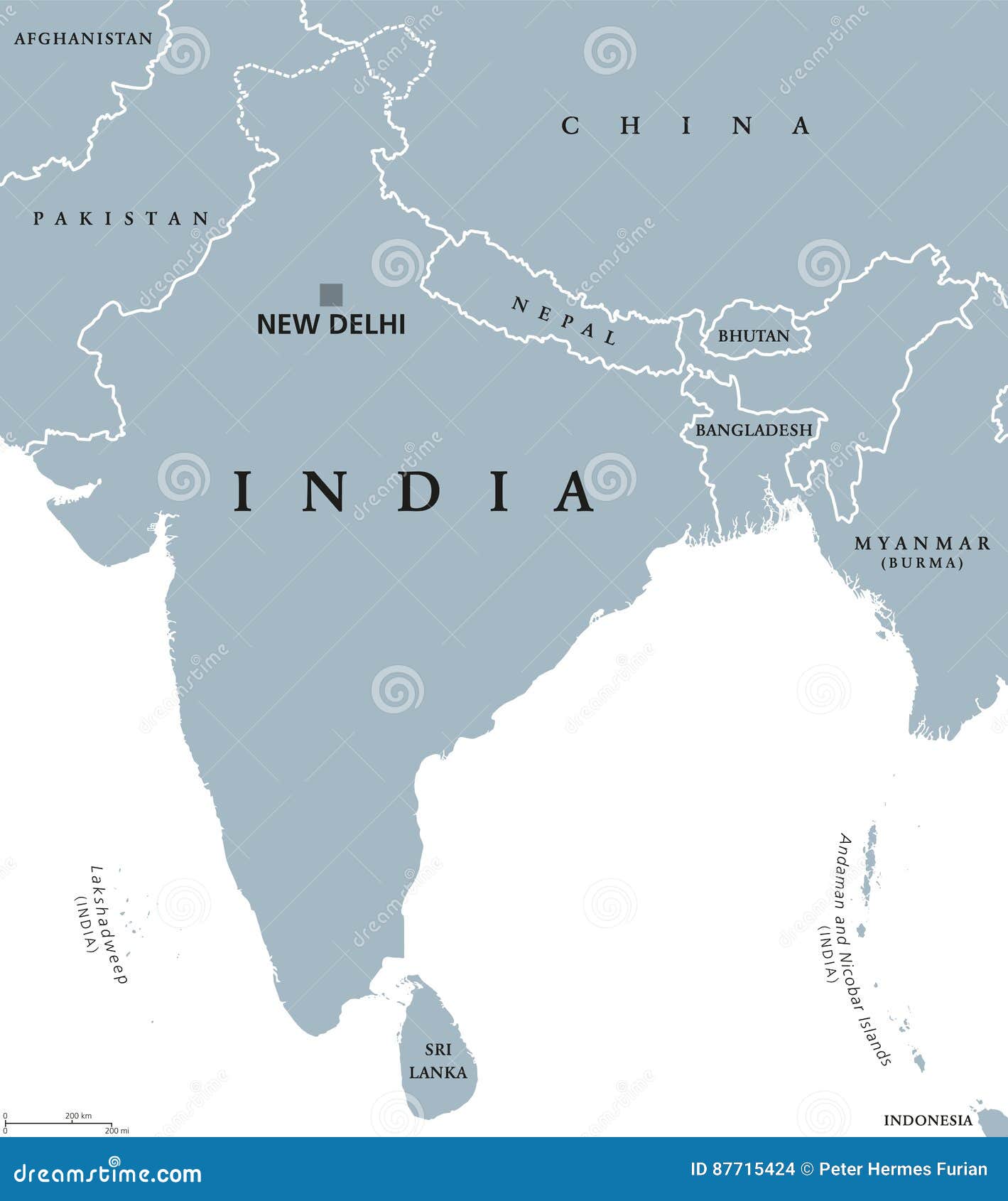 Carte politique de l'Inde illustration de vecteur. Illustration du inde ...