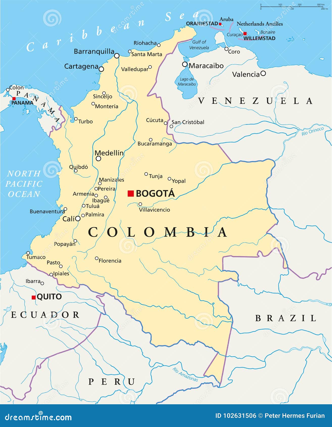 Carte Politique De La Colombie Illustration de Vecteur - Illustration ...