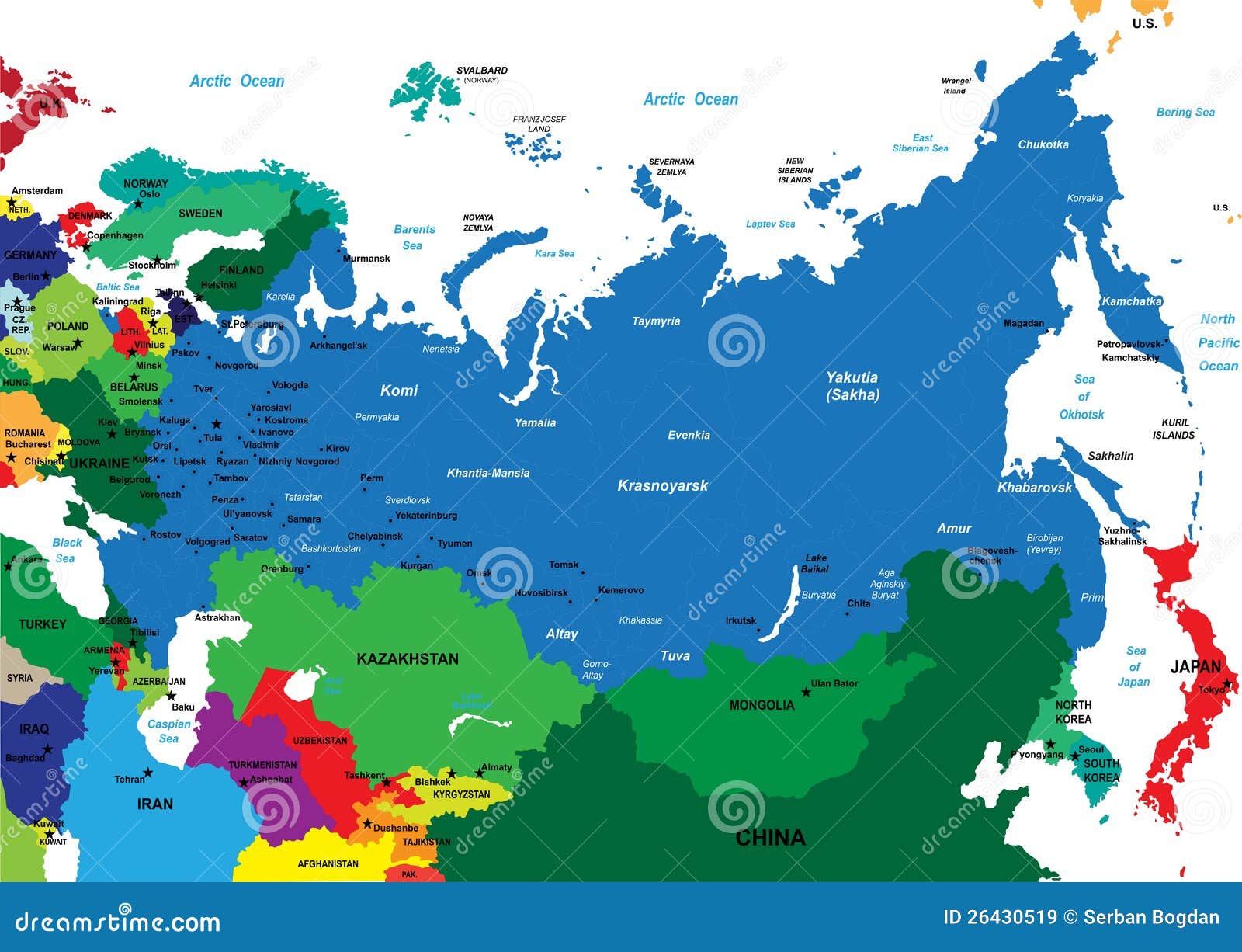 Carte Politique De La Russie Illustration de Vecteur - Illustration du ...