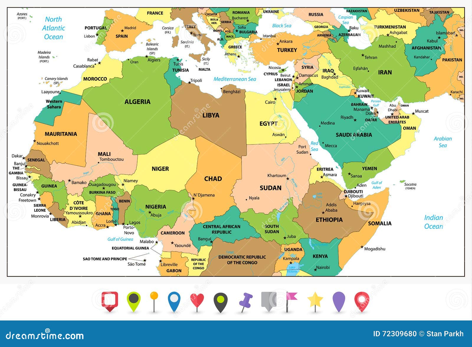 Carte Politique Détaillée De L'Afrique Du Nord Et Du Moyen-Orient ... Carte Politique Détaillée De L'Afrique Du Nord Et Du Moyen-Orient ...