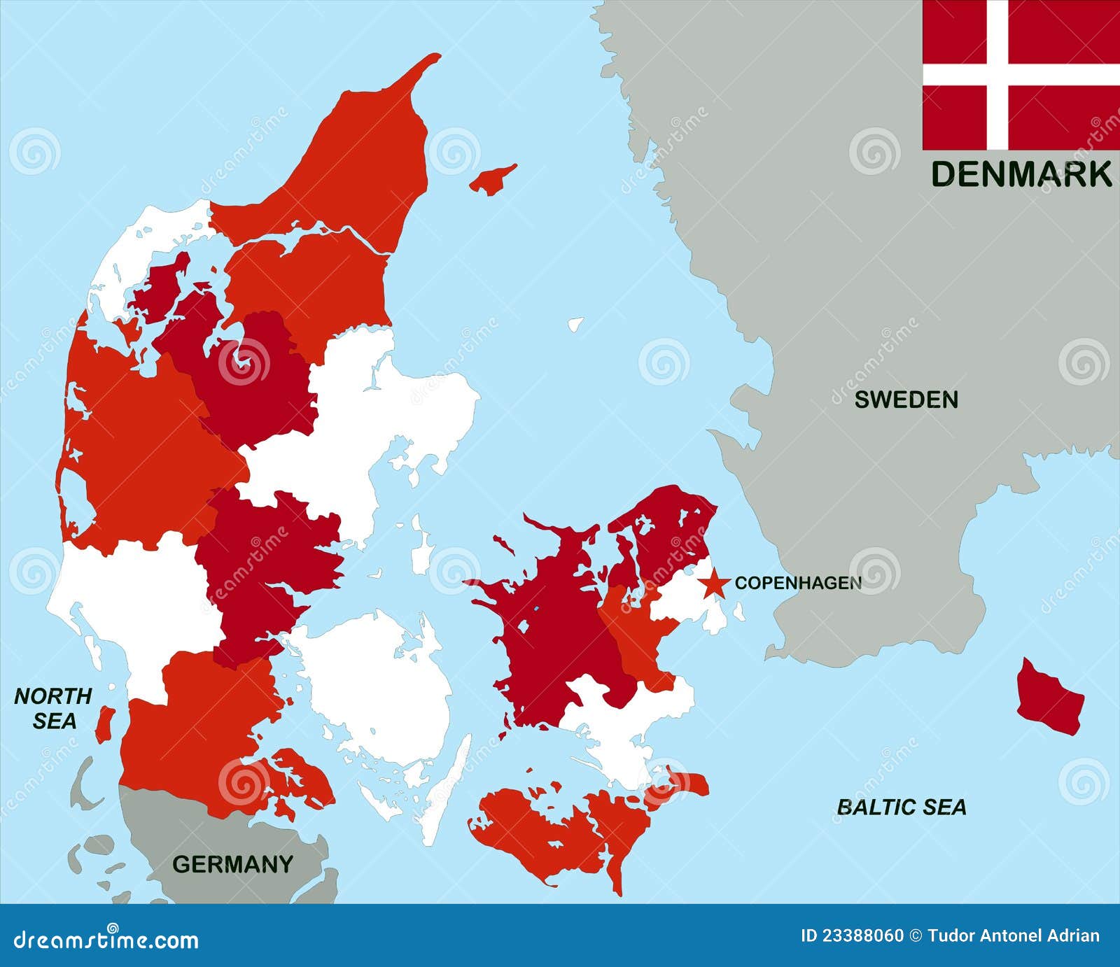 Carte Politique Du Danemark Illustration Stock - Illustration du monde ...