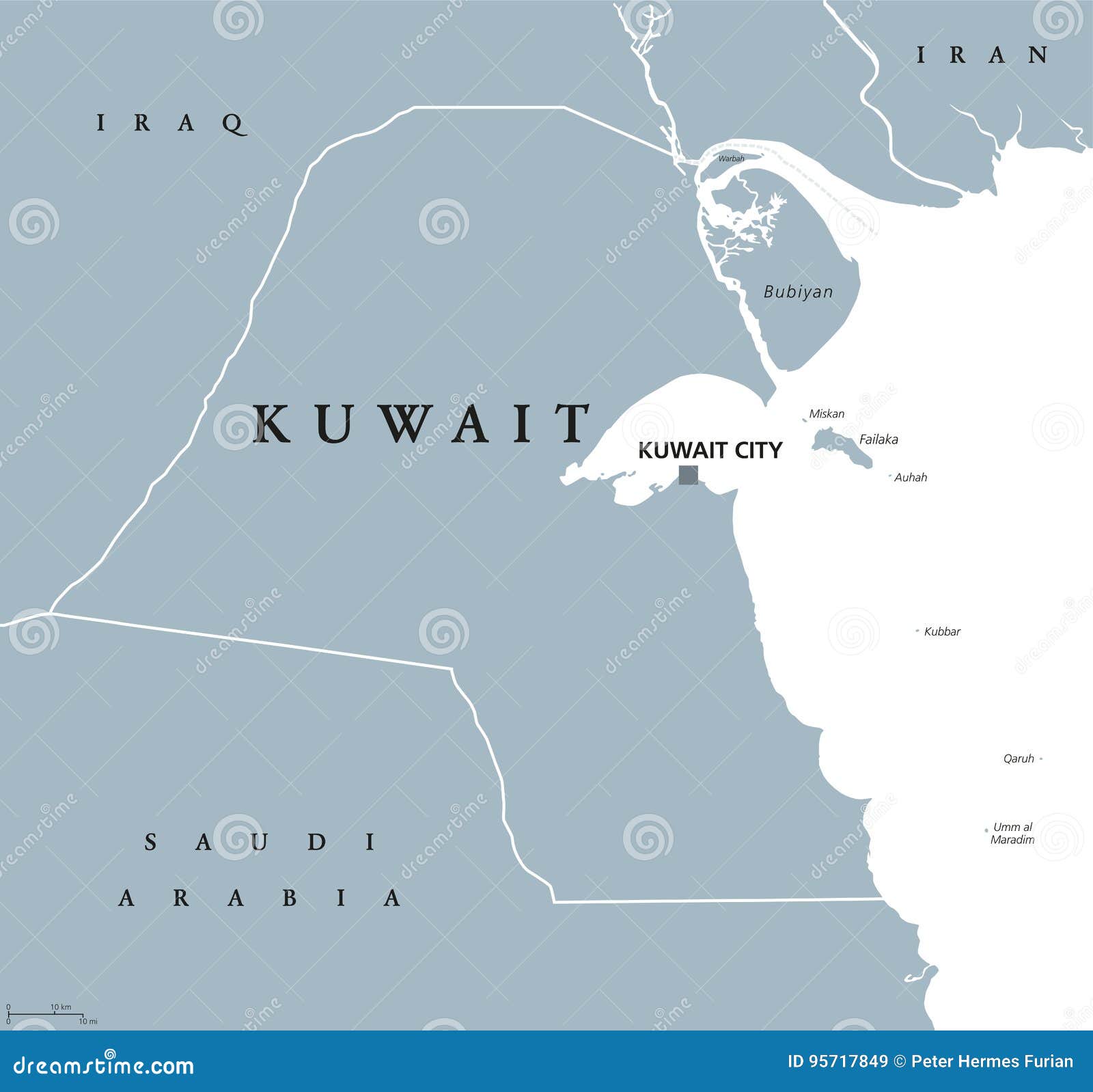 Carte politique du Kowéit illustration de vecteur. Illustration du ...