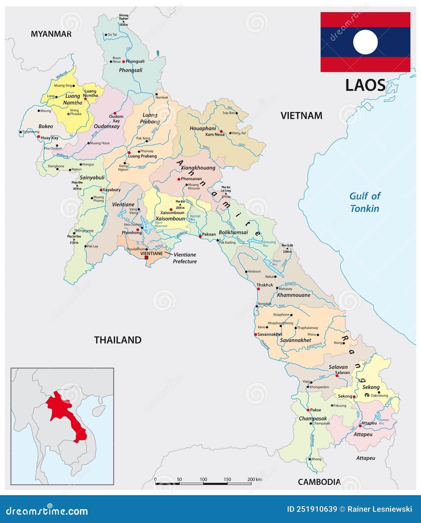 Carte Vectorielle Administrative Des Peuples Lao Illustration de ...