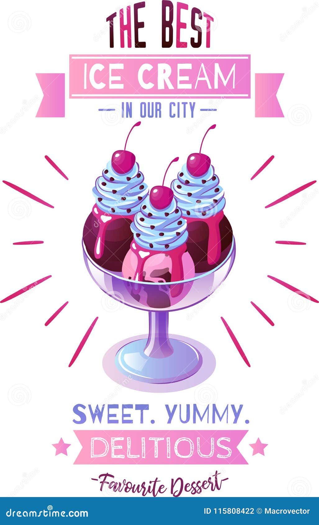 Cartel De Las Letras Del Helado Ilustración del Vector - Ilustración de ...
