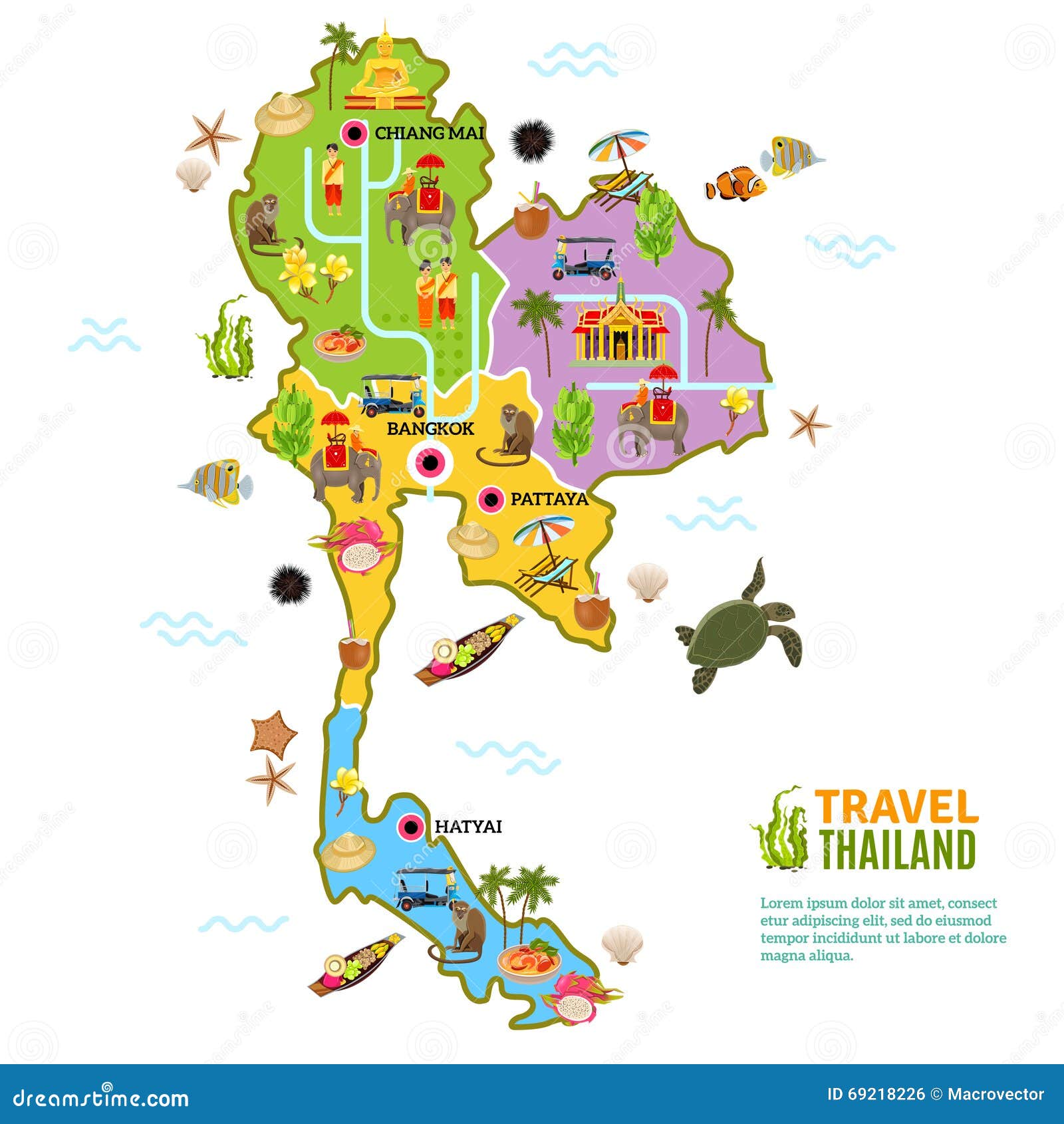Cartel Del Mapa De Tailandia Stock de ilustración - Ilustración de ...