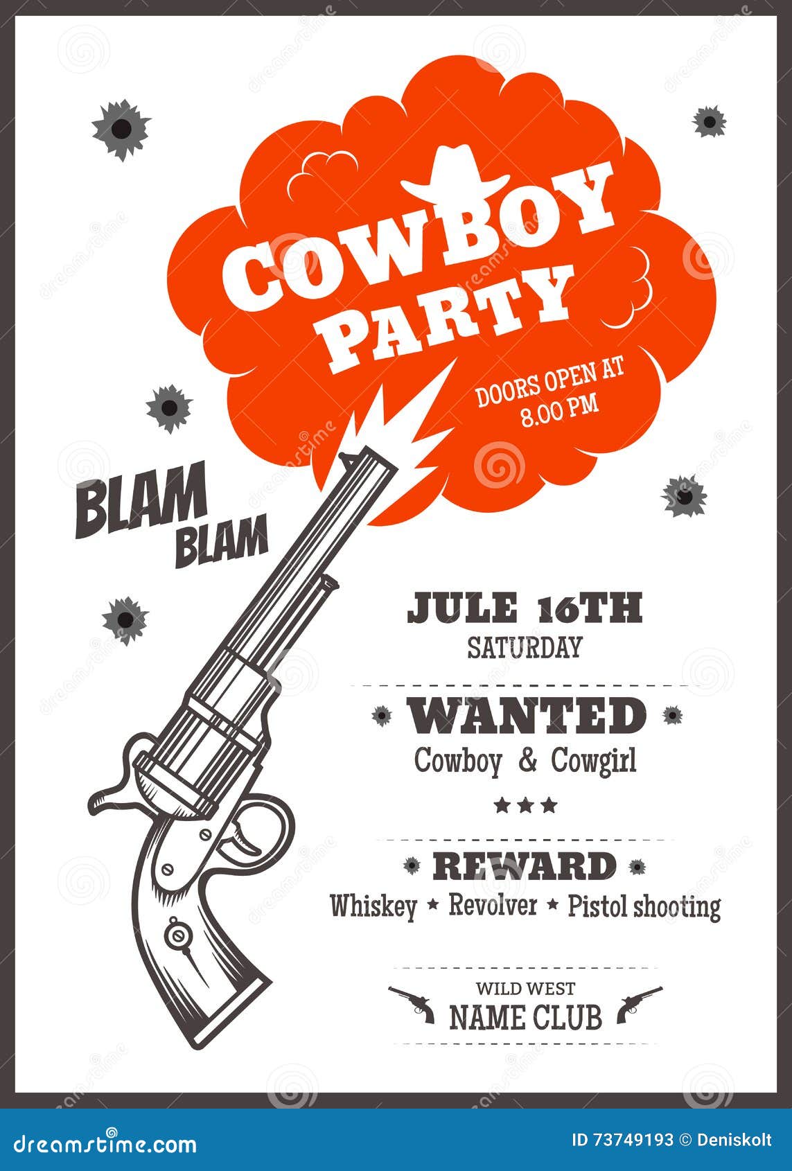 Cartel Del Partido Del Vaquero Ilustración del Vector - Ilustración de ...