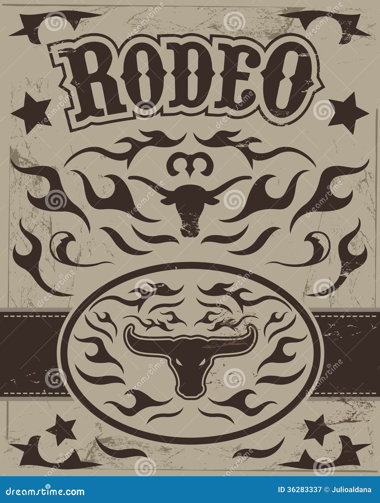 Cartel Del Rodeo Del Vintage Ilustración del Vector - Ilustración de ...