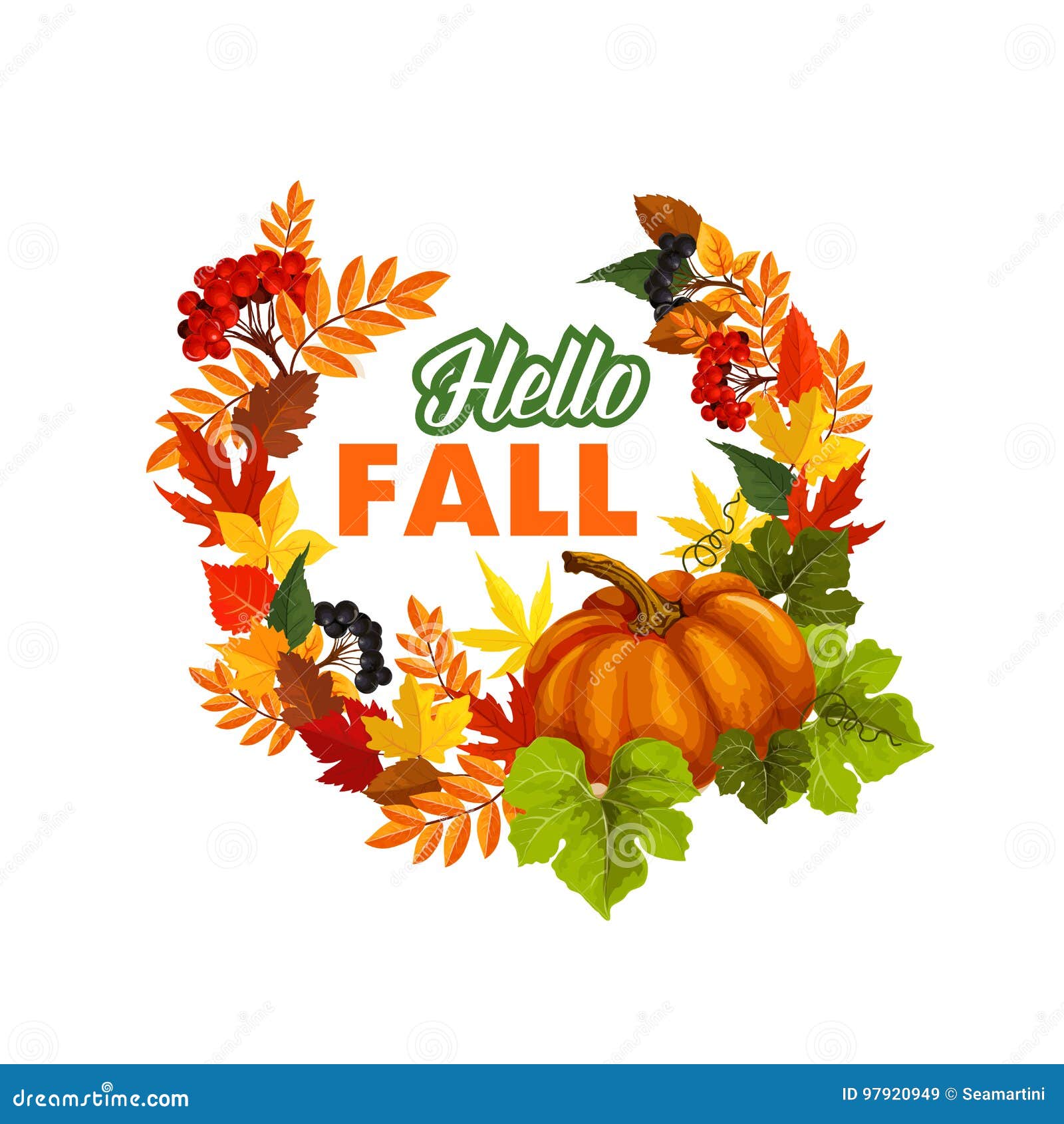 Cartel Del Saludo Del Vector De Autumn Time Hello Fall Ilustración del ...