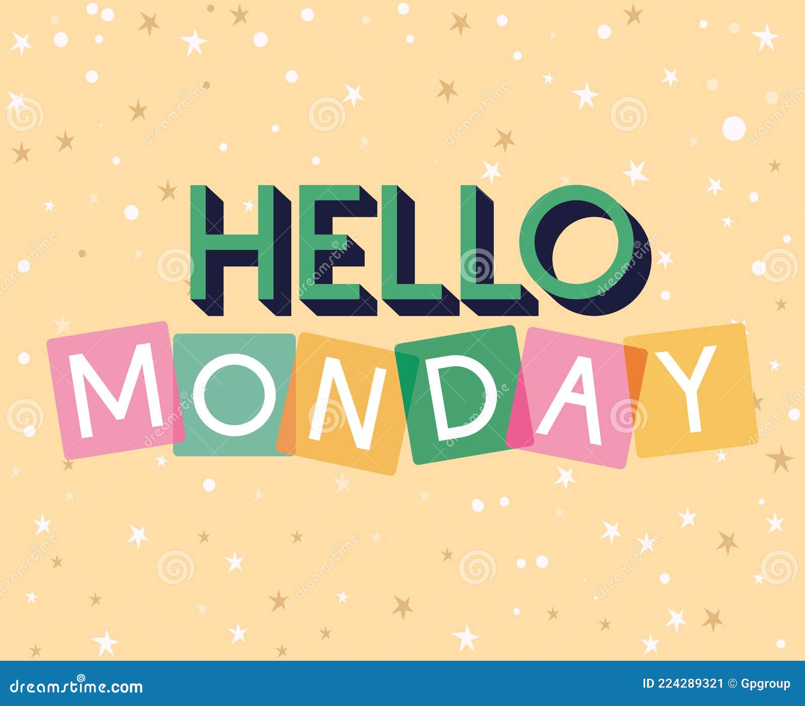 Cartel Of Hello Monday Stock Vector Illustration Of Vector 224289321