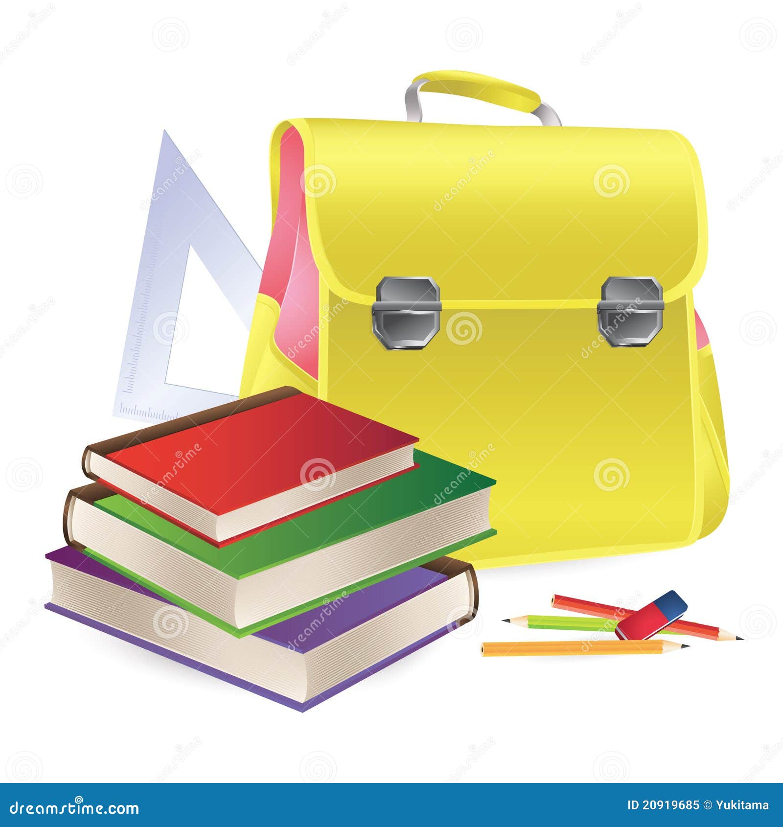 Cartera Con Las Fuentes De Escuela Ilustración del Vector - Ilustración ...