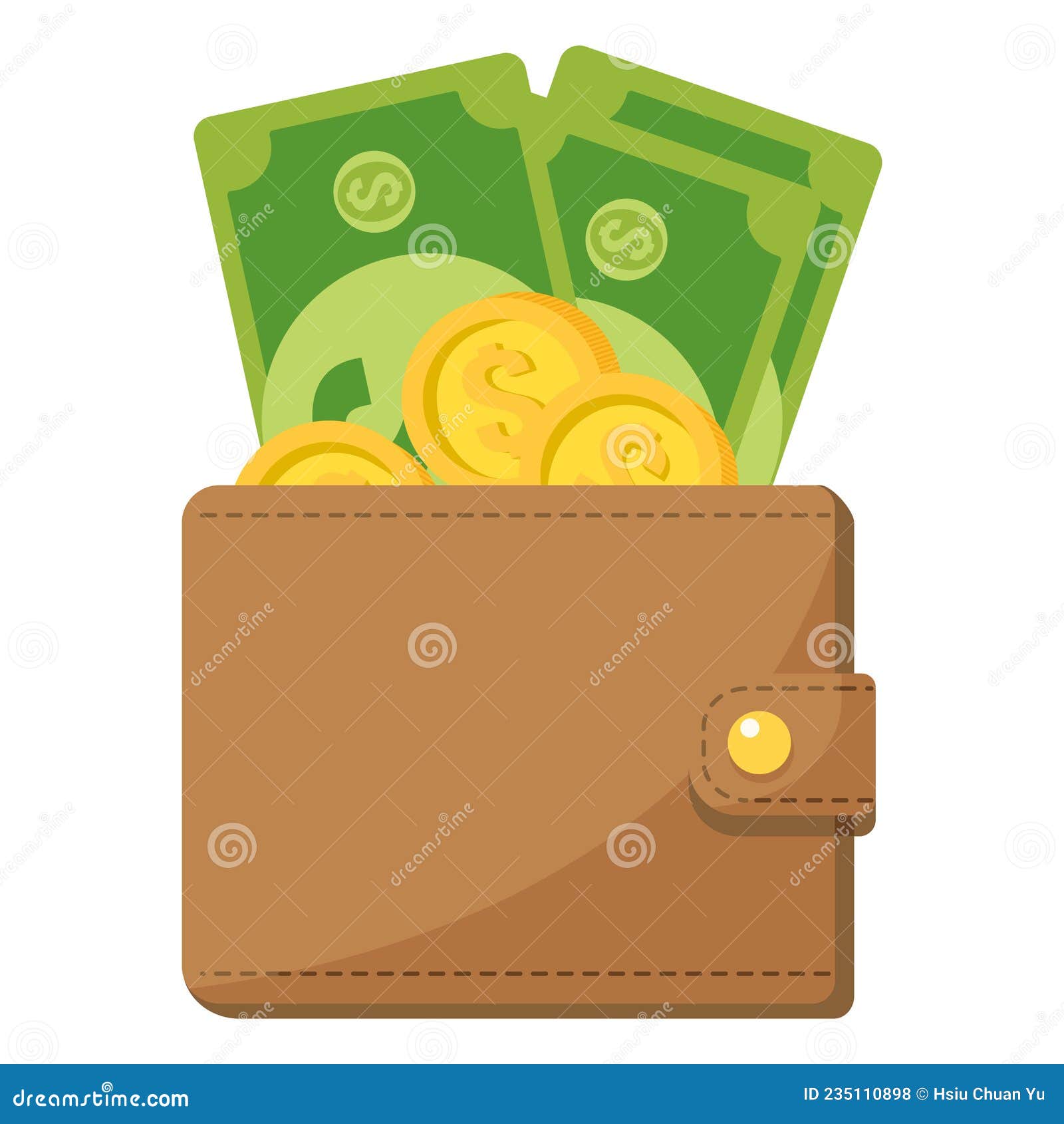 Cartera de cuero ilustración del vector. Ilustración de imagen - 235110898