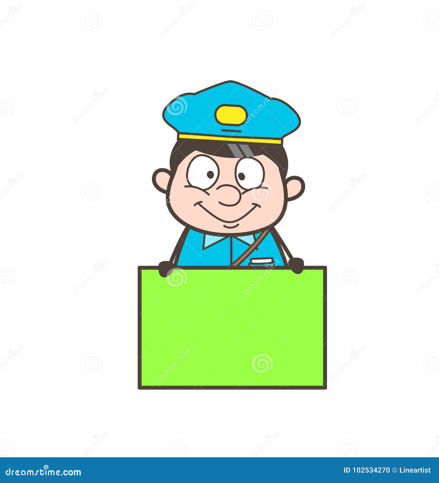 Cartero Sonriente Con Vector De La Bandera Del Mensaje Stock de ...