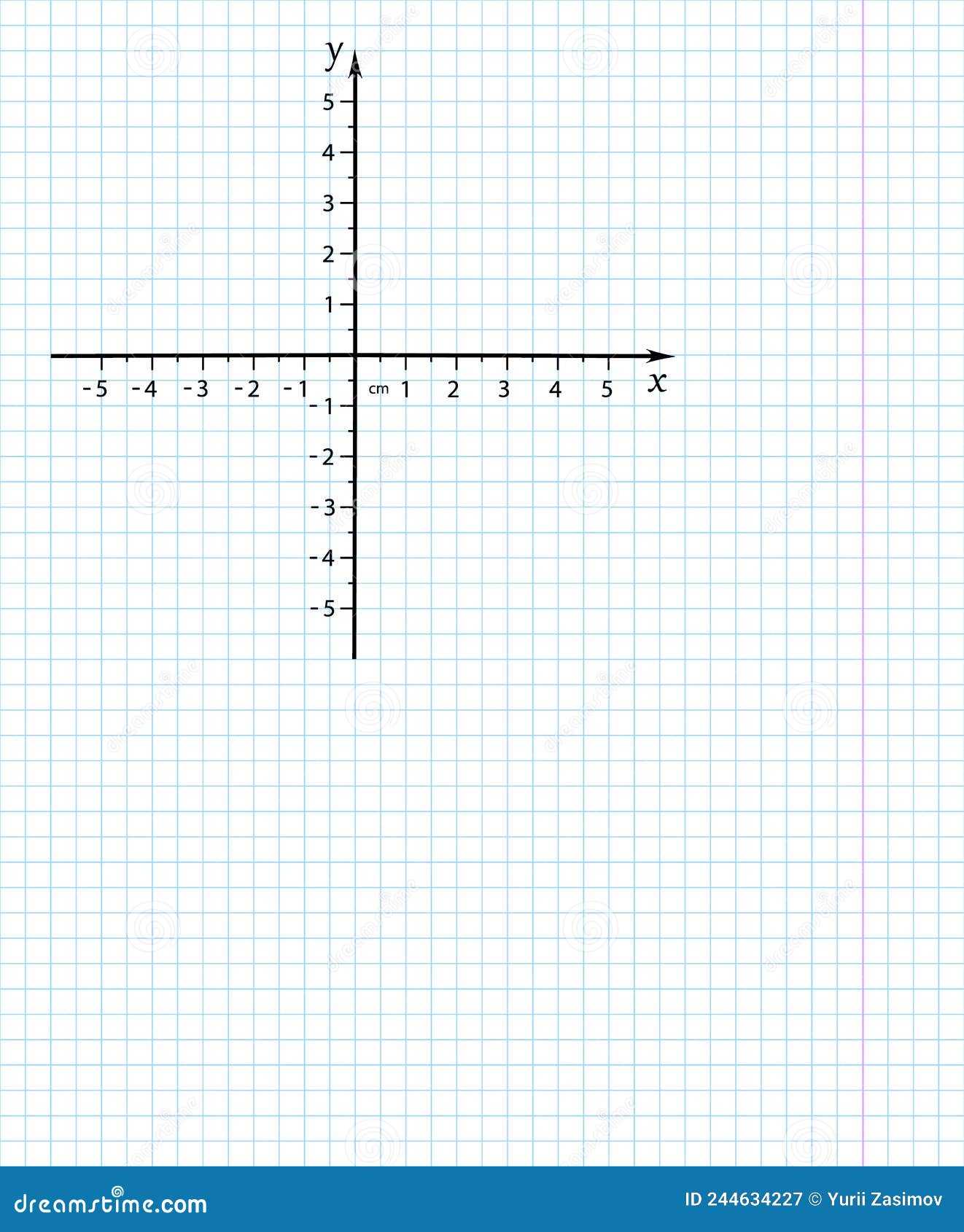 Cartesian Coordinate System on a Notebook Sheet on a Checkered Grid ...
