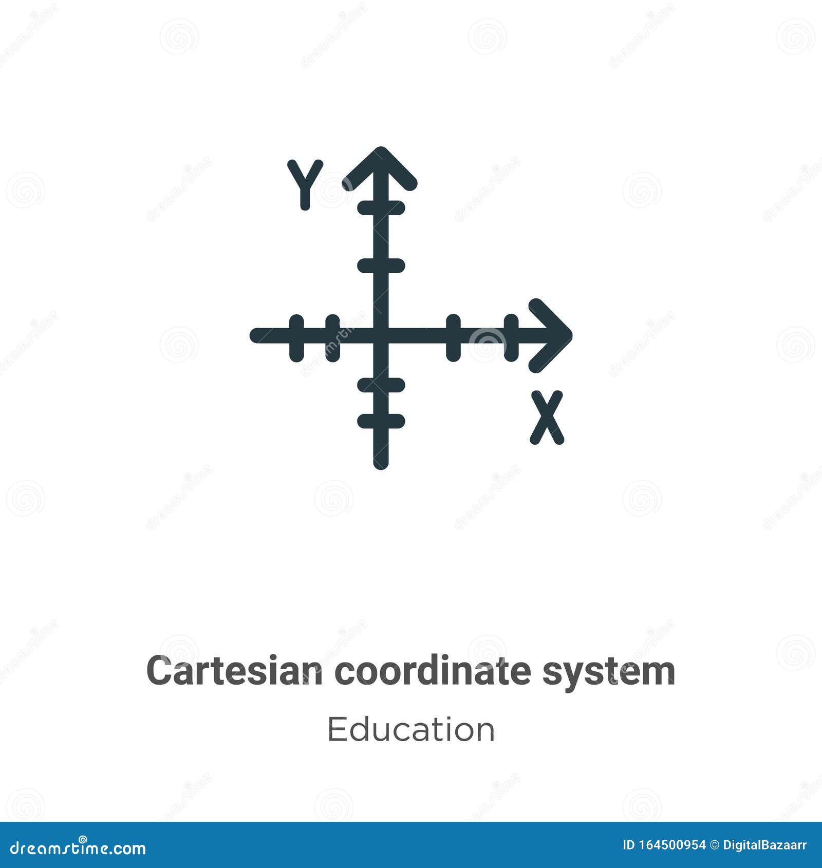 Cartesian Coordinate System Vector Icon on White Background. Flat ...