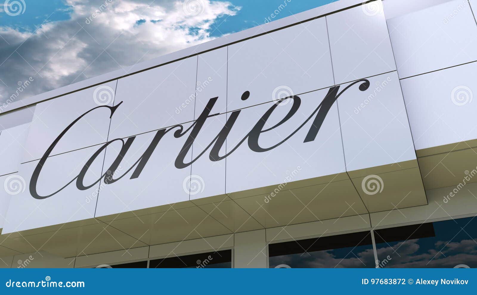 Cartier Logo on the Modern Building Facade. Editorial 3D Rendering ...