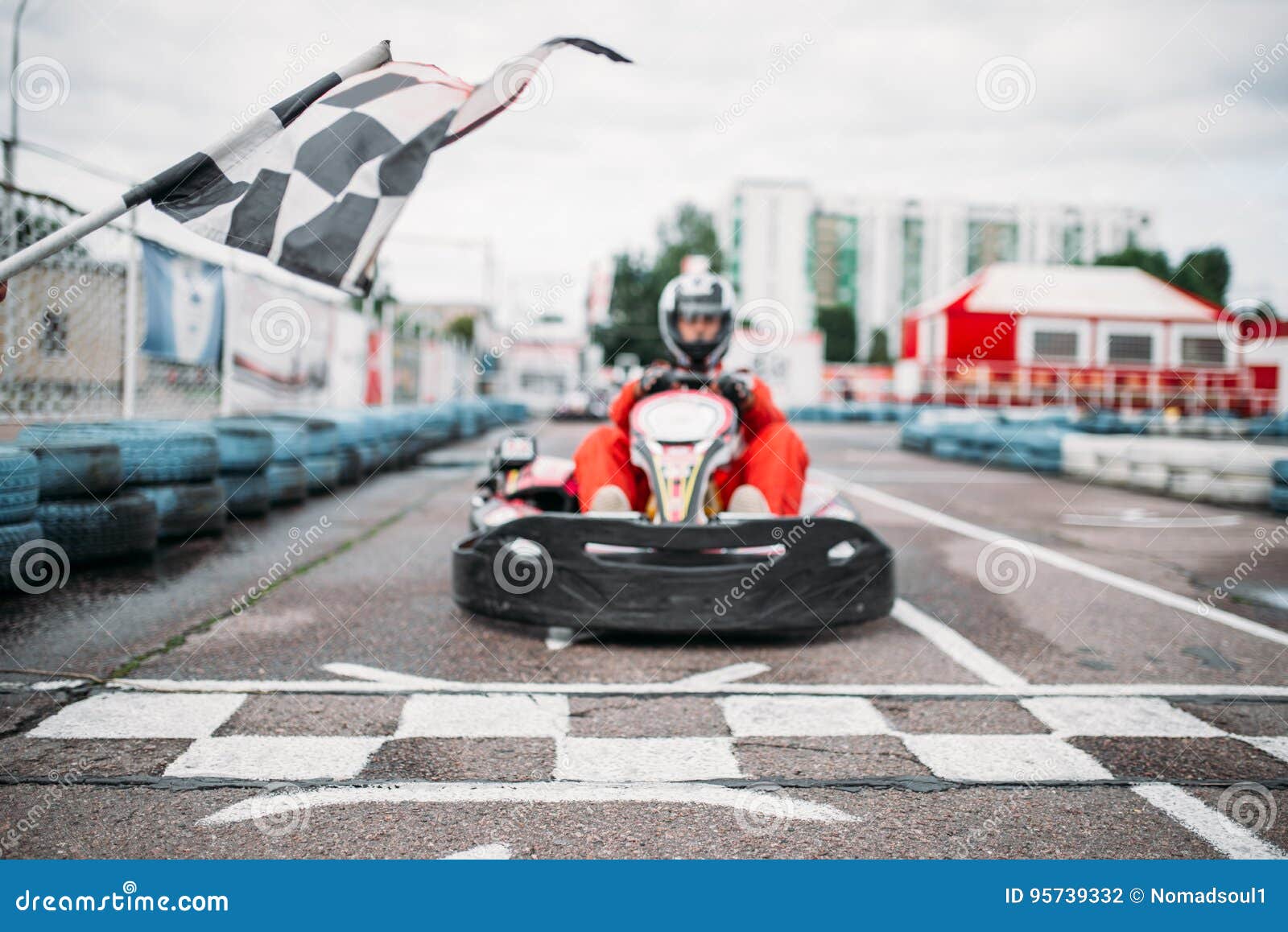 Carting Racer on Start Line, Front View Stock Photo - Image of karting ...