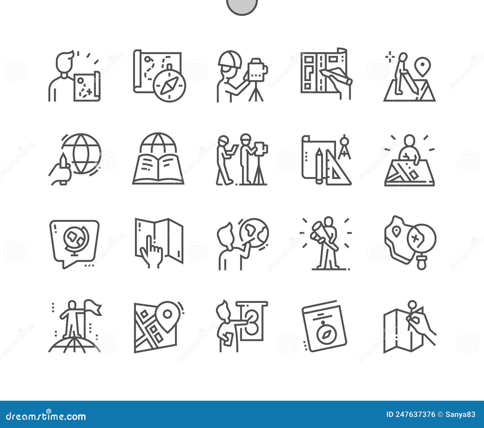 Cartographer Line Icons Collection. Atlas, Exploration, Landmarks ... Cartographer Line Icons Collection. Atlas, Exploration, Landmarks ...