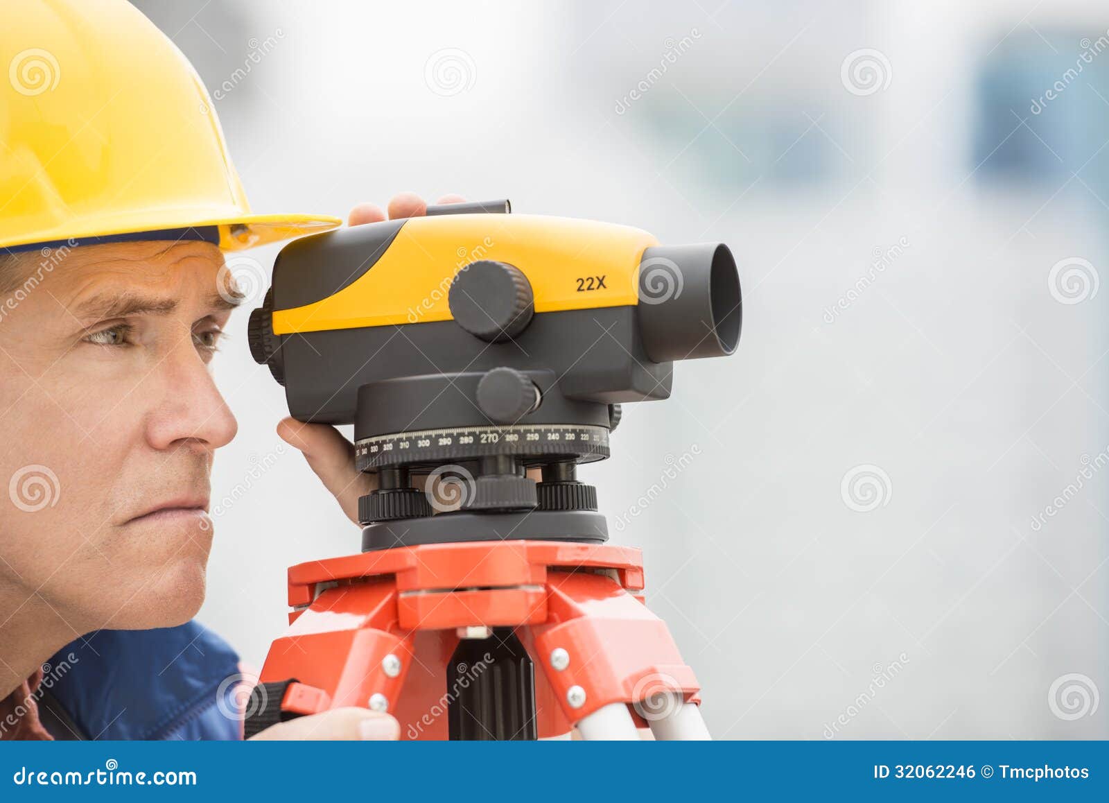 Cartographer Engineer, Surveyor Working With Total Station Construction ...