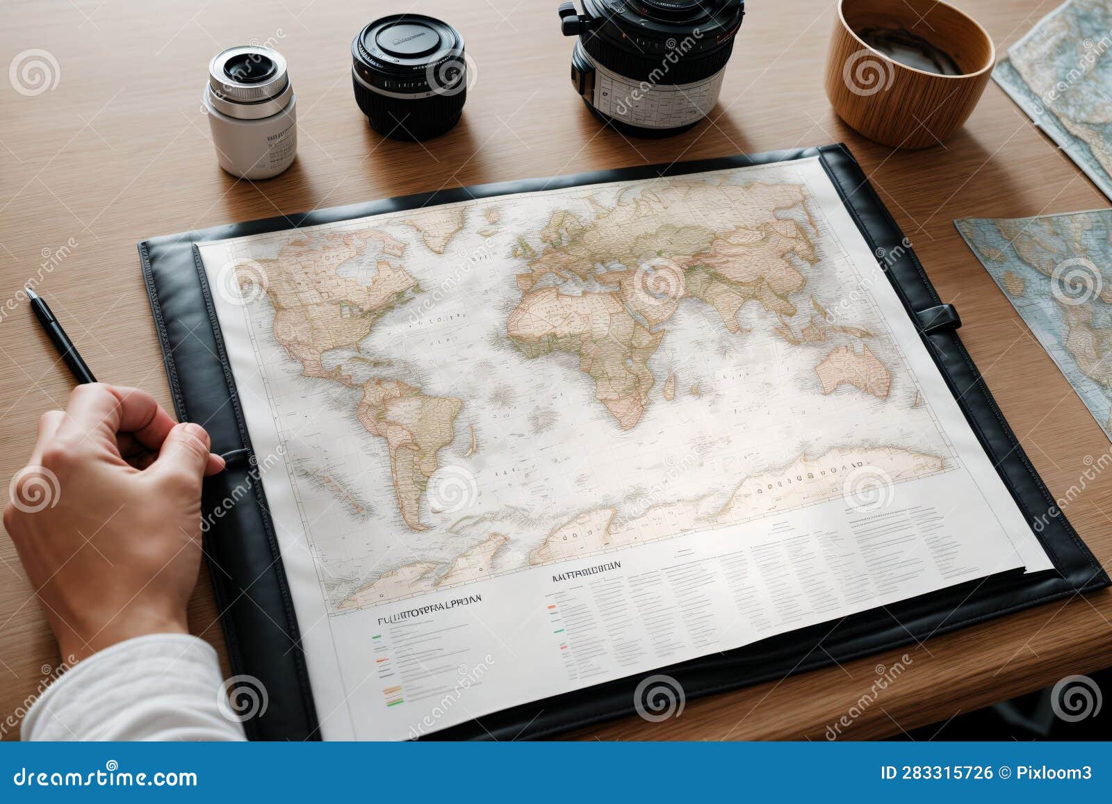 A Cartographer S Map Filling with Real Terrain As they Draw Stock ...