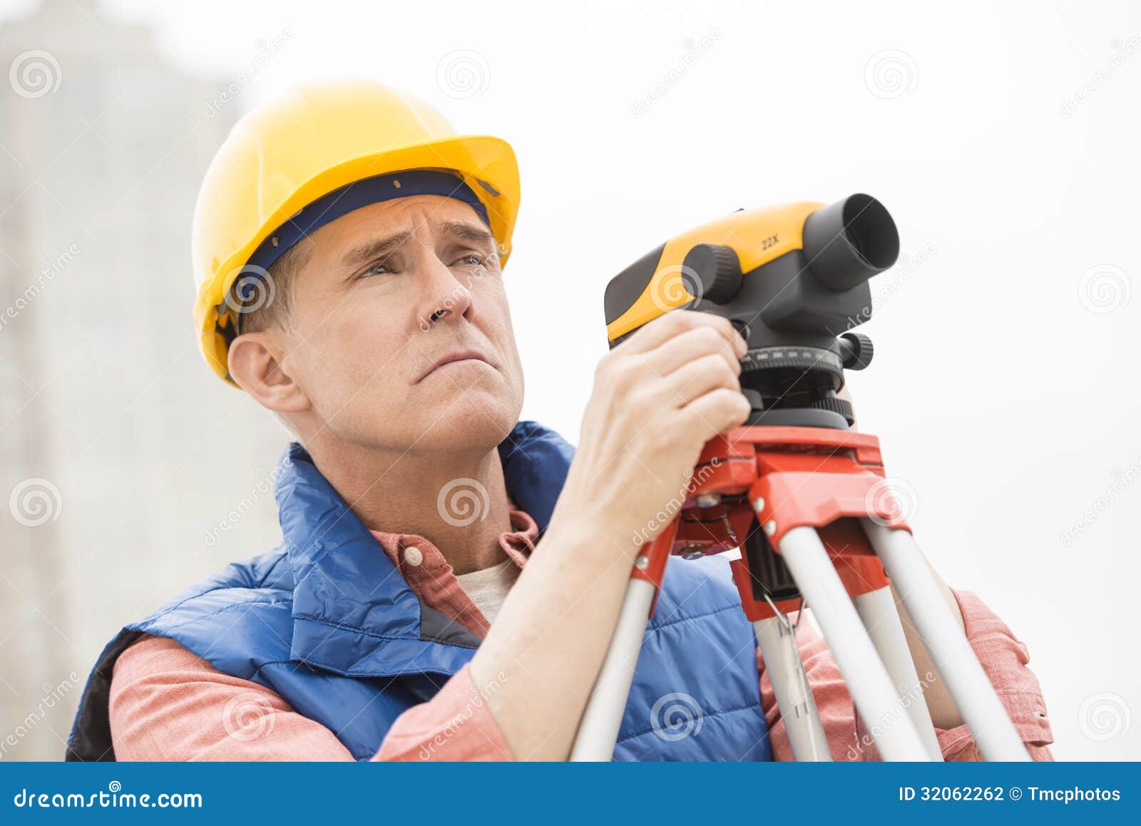 Cartographer Engineer, Surveyor Working With Total Station Construction ...