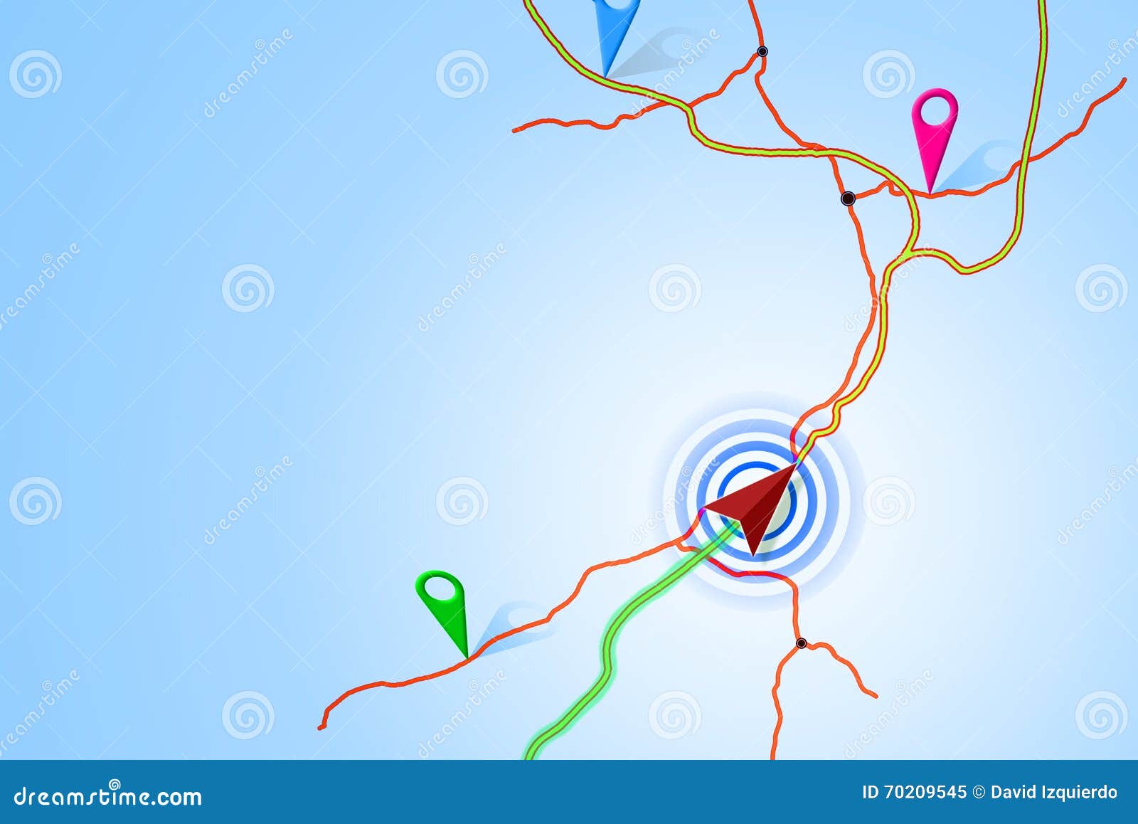 Cartographic Illustrations Map Navigation on Blue Background Stock ...
