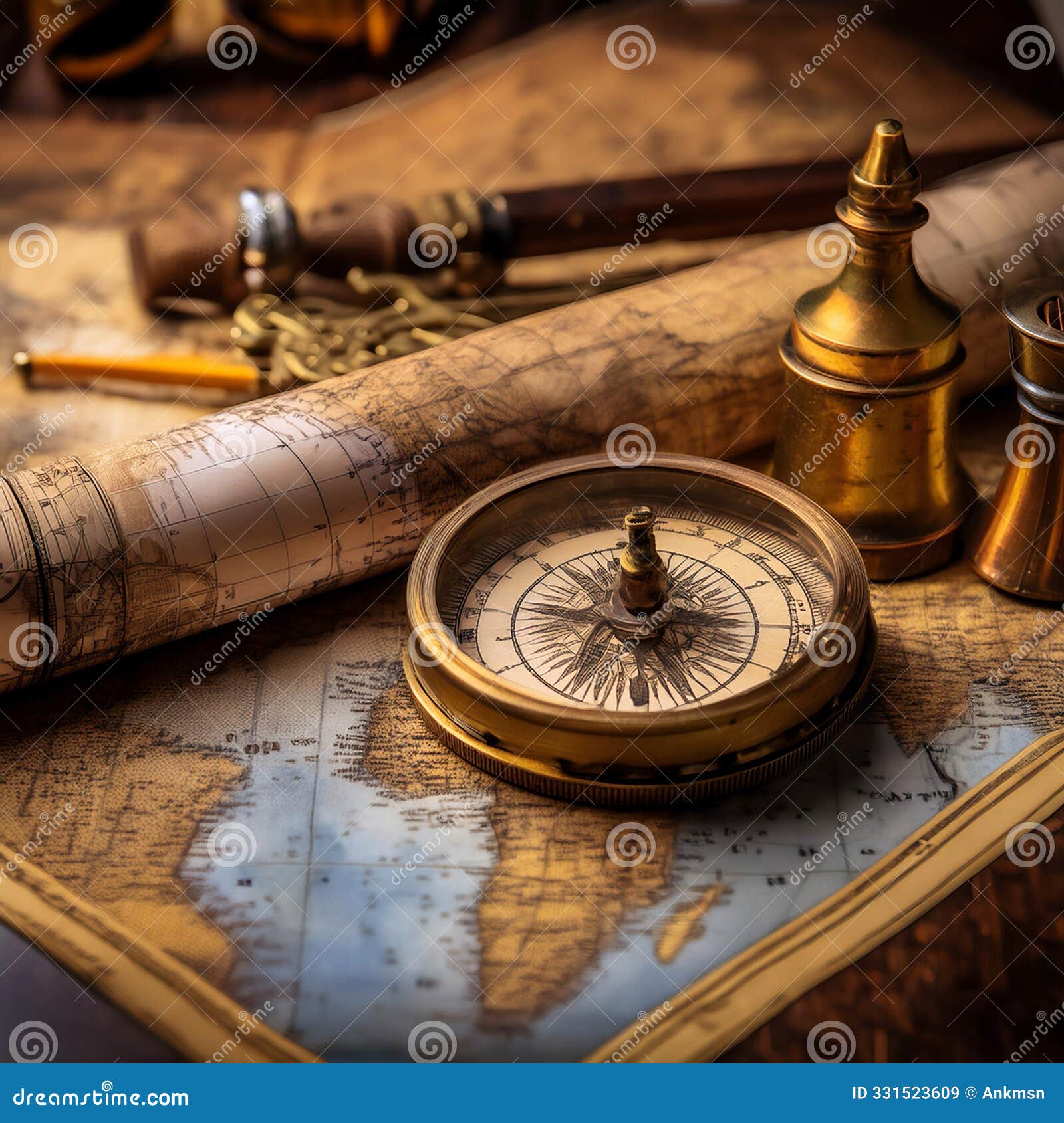 Cartography and Map Making, Featuring Elements Like Maps, Compasses ...