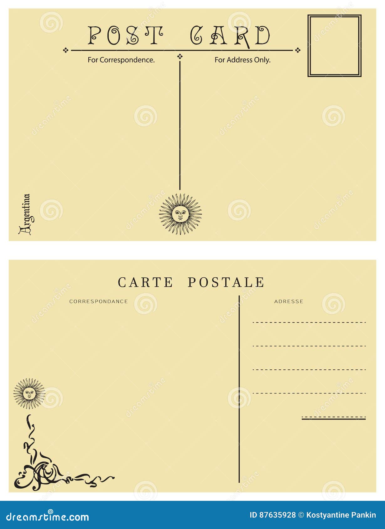 Cartolina antica Argentina illustrazione vettoriale. Illustrazione di ...