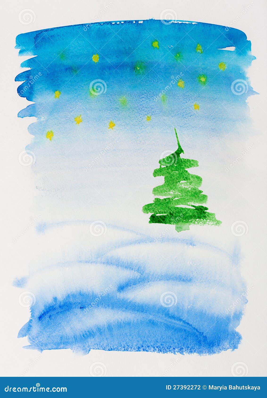 Cartolina Di Natale Dell'acquerello Illustrazione di Stock ...