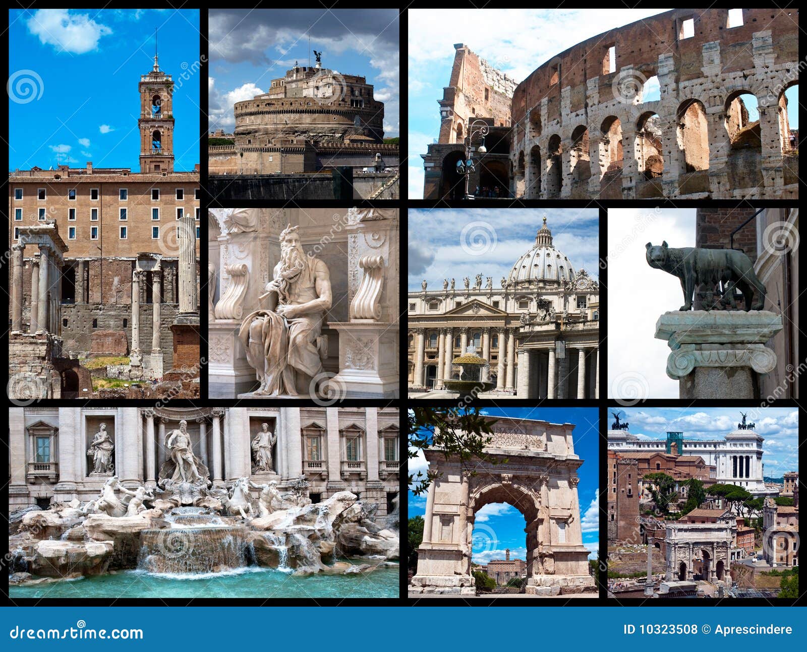 Cartolina Di Roma - Collage Fotografia Stock - Immagine di datato ...