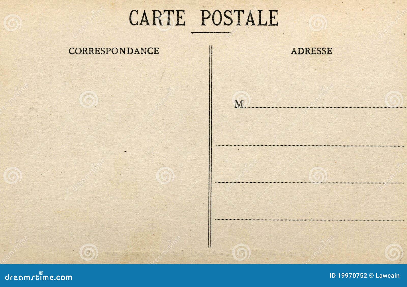 Cartolina Francese in Bianco Fotografia Stock - Immagine di lettera ...
