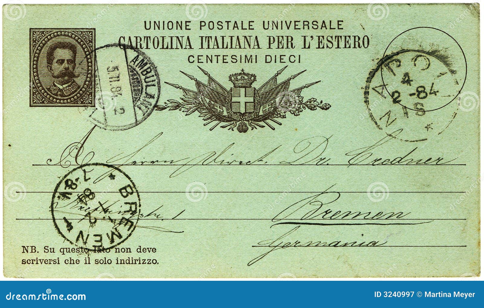 Cartolina italiana antica immagine stock. Immagine di calligrafia - 3240997