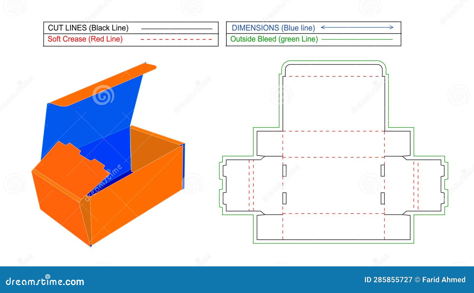 RETT Carton Box, Corrugated Carton Box Dieline Template Vector ...