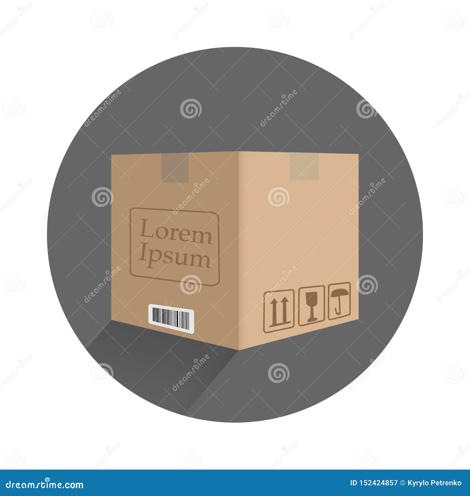 Carton Box in Flat Design with Signs Stock Vector - Illustration of ...