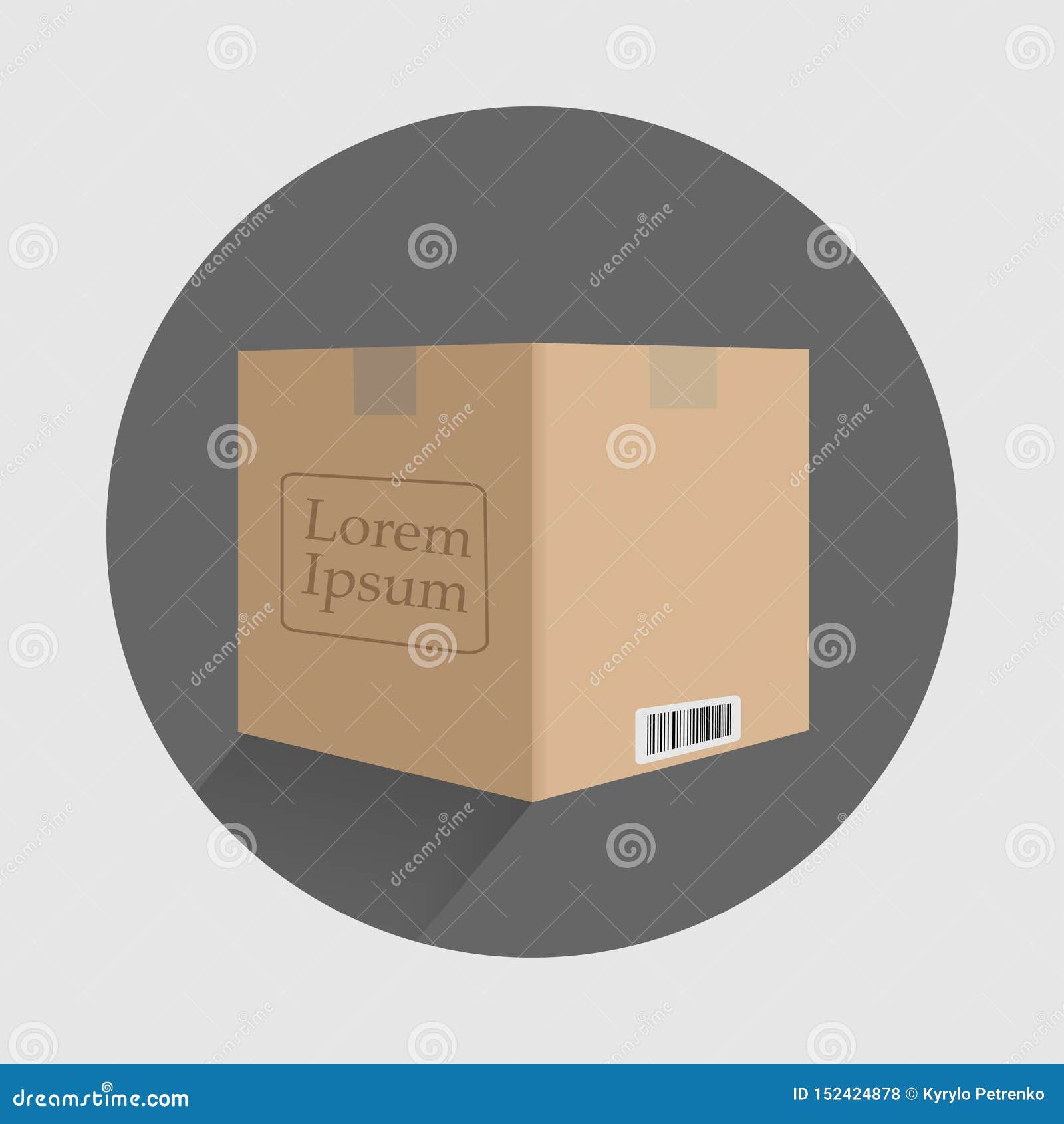 Carton Box in Flat Design with Signs Stock Vector - Illustration of ...