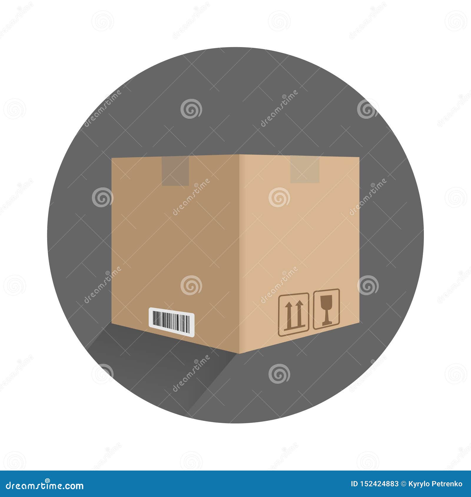 Carton Box in Flat Design with Signs Stock Vector - Illustration of ...