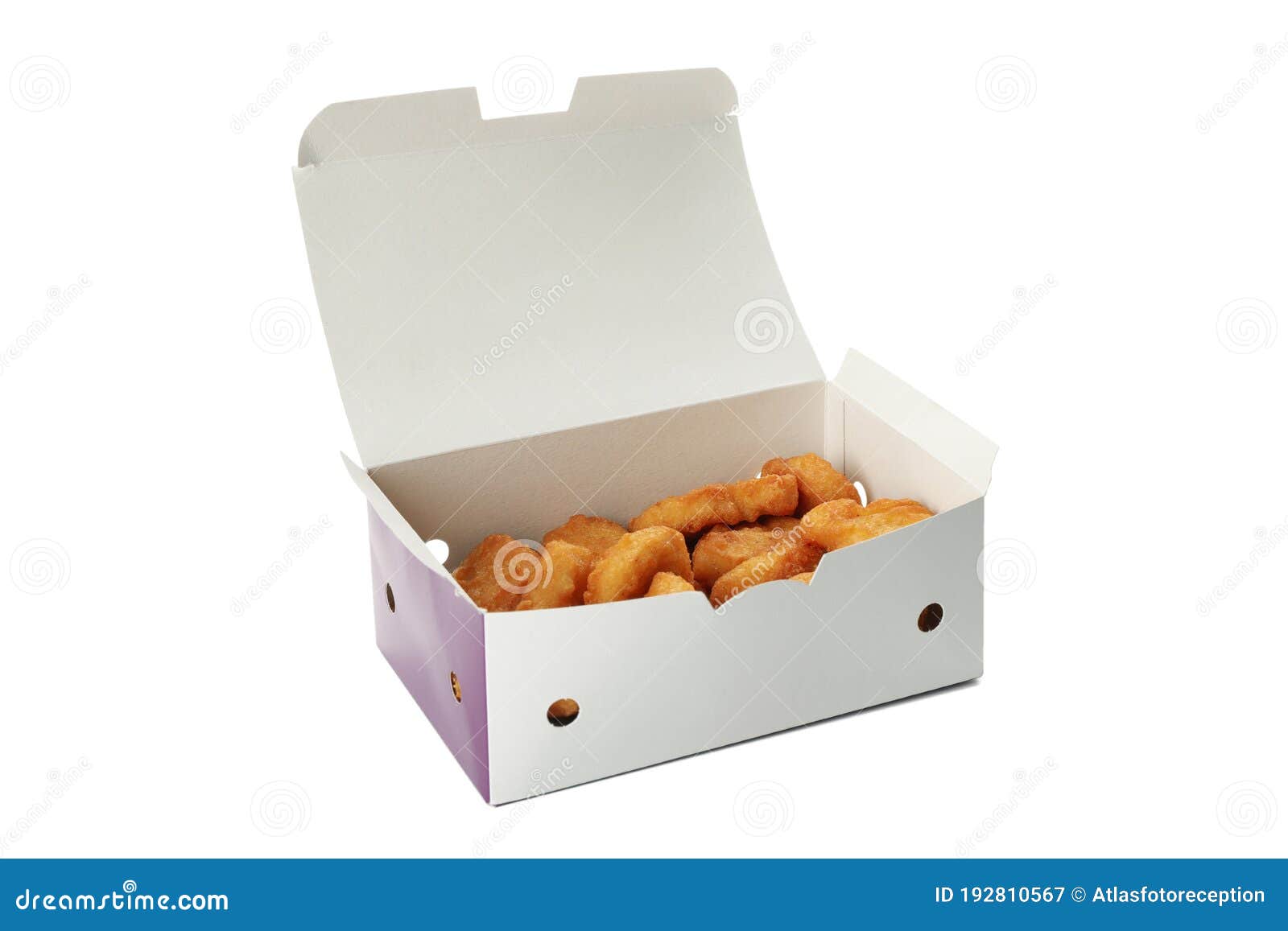 Carton Box Fried Crispy Chicken Nuggets Isolated on White Background ...