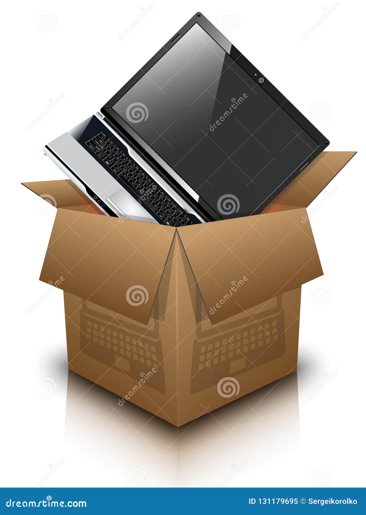 Carton box and laptop stock vector. Illustration of communication ...