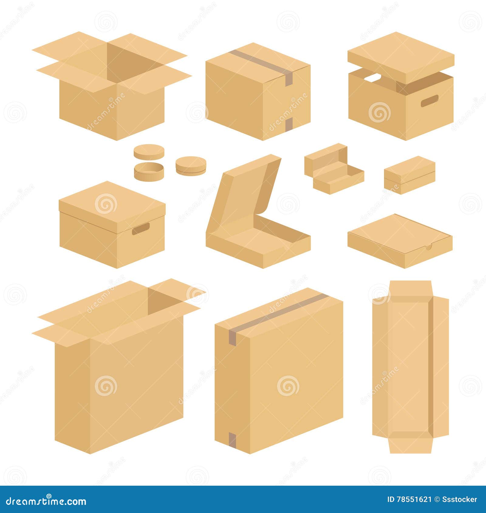Carton box pack set stock vector. Illustration of compartment - 78551621