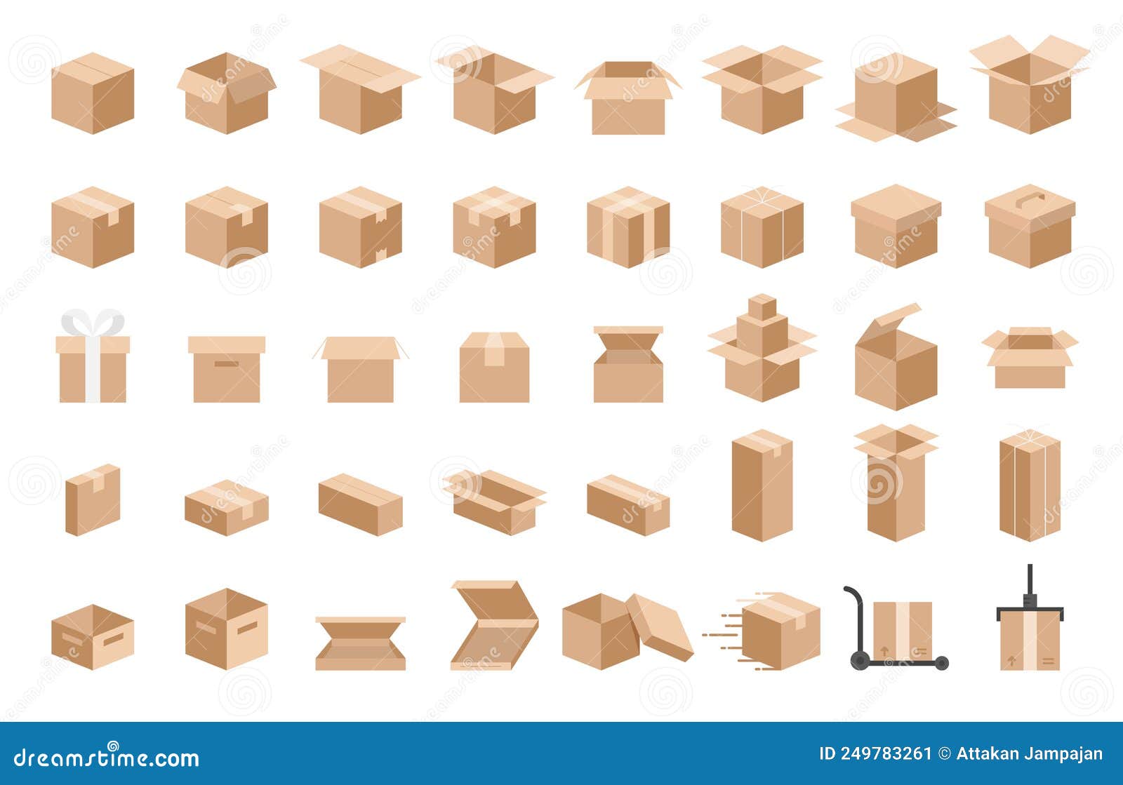 Carton Box and Packaging Icon Set, Vector. Stock Vector - Illustration ...