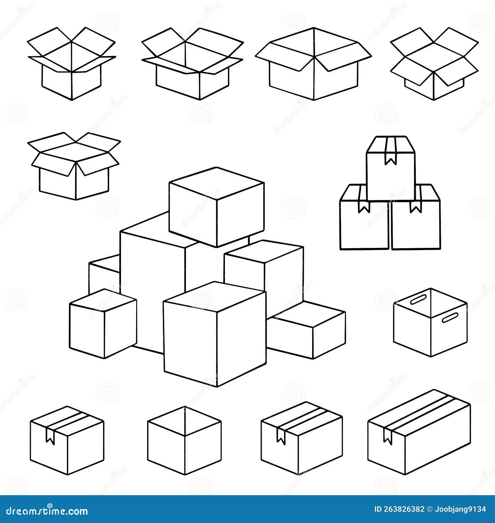 Carton Box Parcel Box Hand Drawn Cartoon Stock Illustration ...