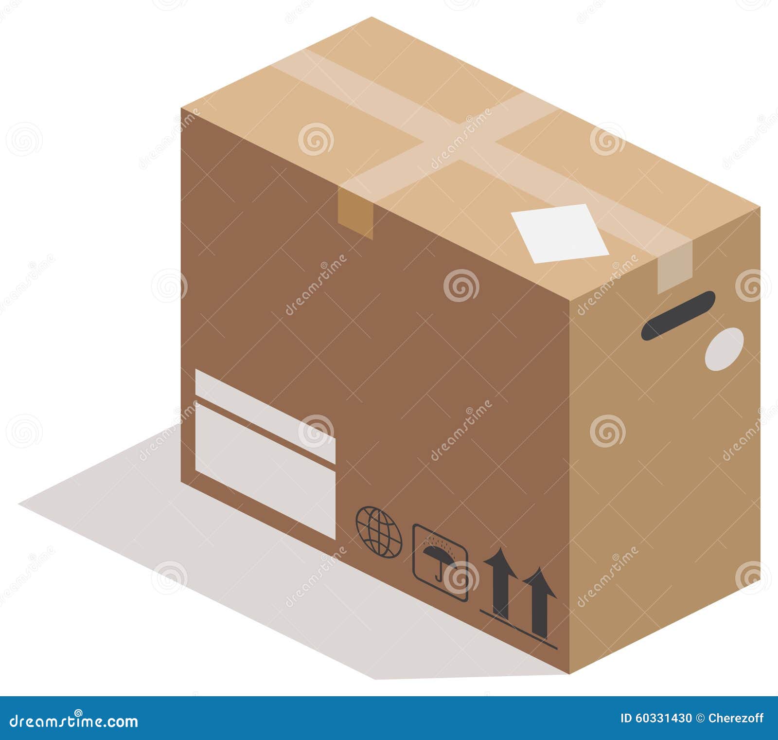 Carton box, side view stock vector. Illustration of tape - 60331430